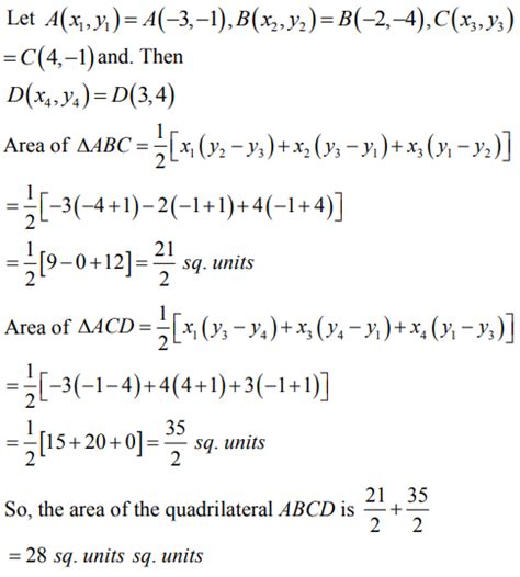 find the area of quadrilateral abcd whose vertices are a 3 1 b 2