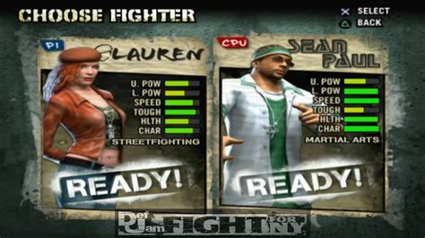 Def Jam Fight For Ny Lauren Vs Sean Paul 3 Matches Hard Ps3