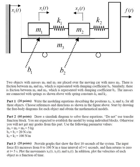 Solved Xt Xt X3t Ft Kiw M M1 M3 Two Objects With Masses M1 And