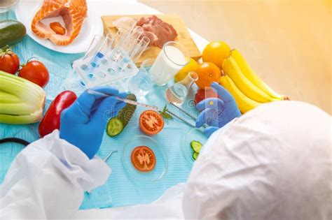 Laboratory Testing Of Different Food Products Selective Focus Stock