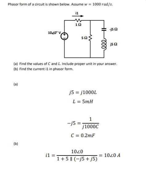 Solved Phasor Form Of A Circuit Is Shown Below Assume W Chegg