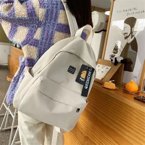 Nylon High School Schoolbag Solid Color Girl Backpack School Backpack