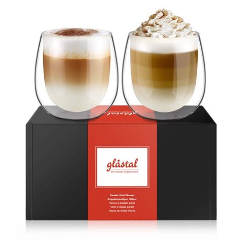 Glastal 2x250ml Double Wall Cappuccino Latte Macchiato Glasses Cups