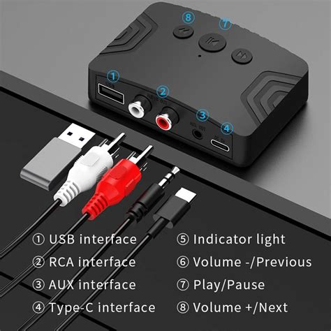 Купить Bluetooth 5.3 Аудио Приемник Передатчик 3,5 мм AUX RCA Интерфейс ...