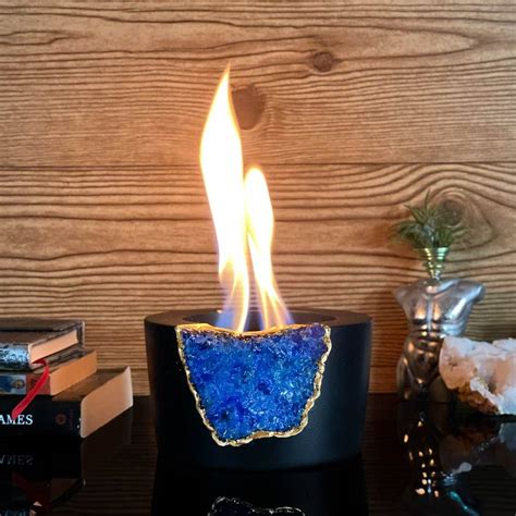 Tabletop Fire Pit Black Base Blue Glass Tology Westfield