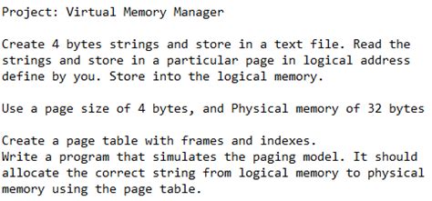 Solved Project Virtual Memory Manager Create 4 Bytes Chegg