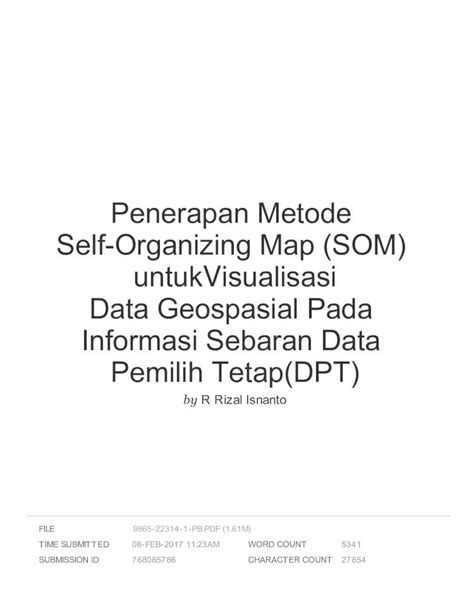 Pdf Penerapan Metode Self Organizing Map Som Eprintsundipacid644671turnitindrrizal