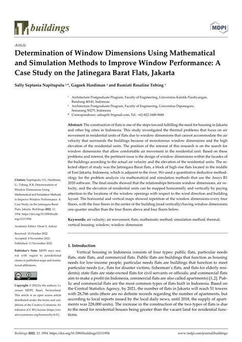 Pdf Determination Of Window Dimensions Using Mathematical And