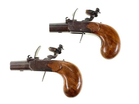 Lot Pair Of Antique European Center Hammer Folding Trigger Screw