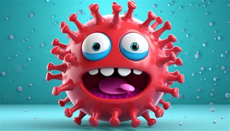 Fun 3d Illustration Of A Cartoon Microbe With A Mask 7 Premium Ai