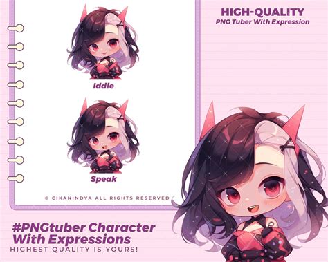Png Tuber Cute Chibi Avatars With Png Character Horn Girl For Live Streamers Get 2 Pose