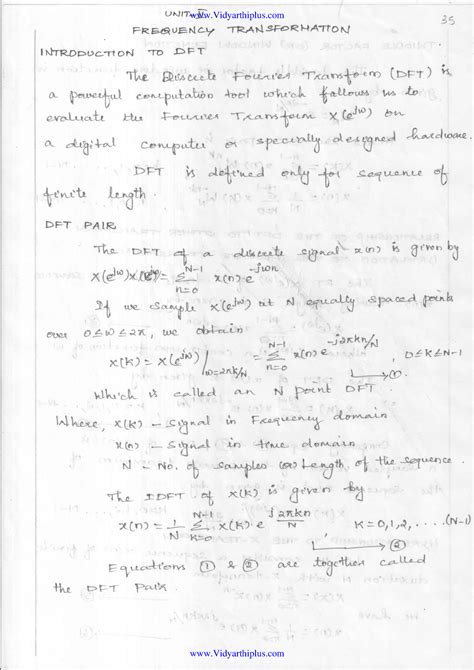 DSP Unit 2 Digital Signal Processing Notes Btech In Electrical