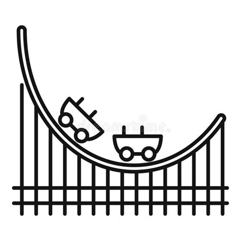 Scary Roller Kustpictogram Contourstijl Vector Illustratie