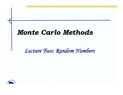 Random Numbers Stochastic Process Lecture Slides Docsity