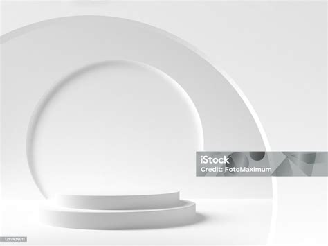 화이트 디스크 연단 장면 우승자 받침대 쇼룸 포디움 장면을 위한 흰색 실린더 템플릿 3d 렌더링 원형에 대한 스톡 사진 및 기타