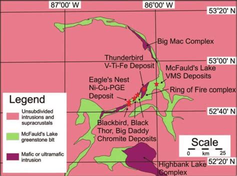the geological map of the ring of fire area with the known deposits download scientific diagram
