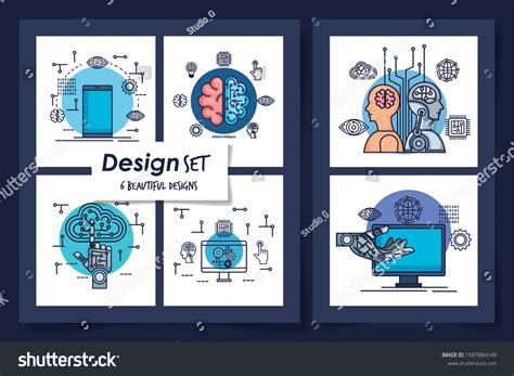 Six Designs Intelligence Artificial Set Icons Stock Vector Royalty Free Shutterstock