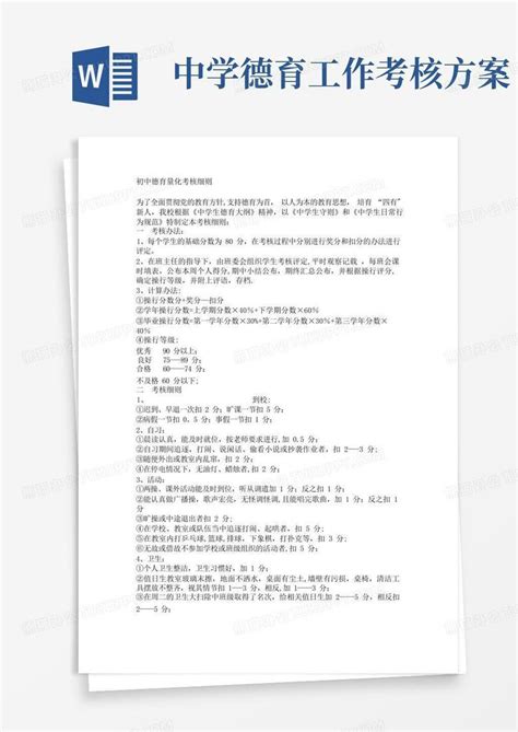 初中德育量化考核细则word模板下载熊猫办公