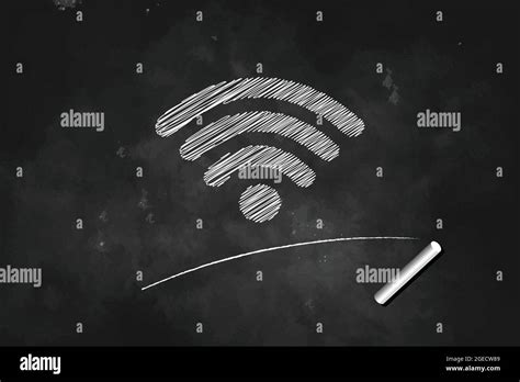 Wi Fi Signal Zone Drawn With White Chalk On Blackboard Vector Illustration Symbol Stock Vector