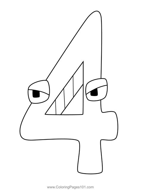 Number Four Coloring Page