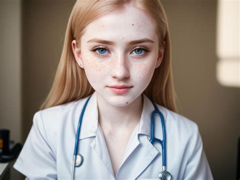 Premium Ai Image A Woman With A Stethoscope Around Her Neck Sits In A