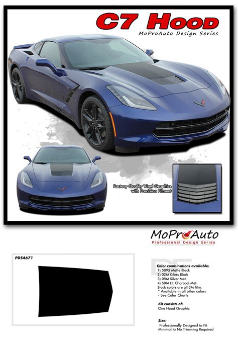 C7 Hood 2014 2019 Chevy Corvette C7 Hood Vinyl Graphic Decal Stripes