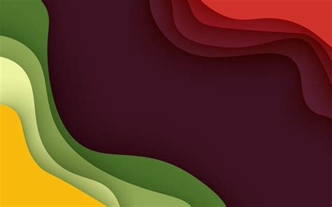 Multi Colored Abstract Red Green Color Wavy Papercut Overlap Layers Background Eps10 Vector