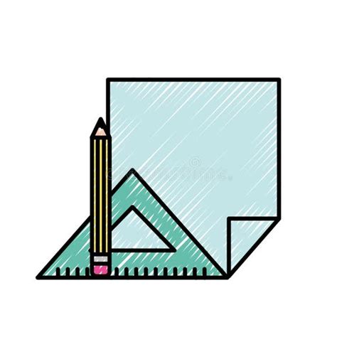 Paper Blank Triangle Ruler And Pencil Supplies Stock Illustration