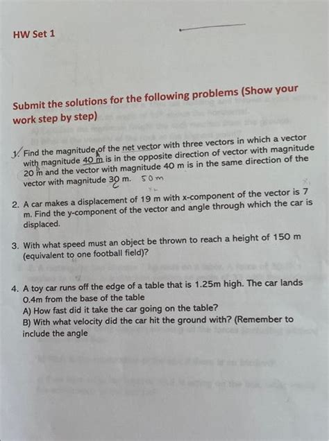 Solved Submit The Solutions For The Following Problems