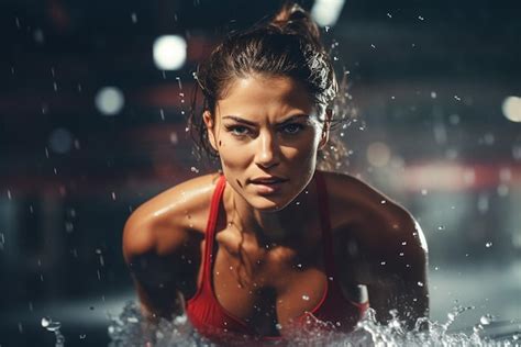 Premium Ai Image Fit Swimmer Training In The Swimming Pool