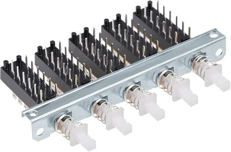 Uxcell Interlock Push Button Switch Piano Type 4PDT 12 Pin 5 Row Amazon Com