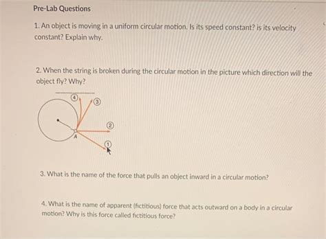 Solved Pre Lab Questions An Object Is Moving In A Uniform Chegg