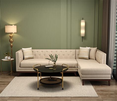 Buy Berlin L Shape Right Aligned Corner Sofa Cotton Jade Ivory At