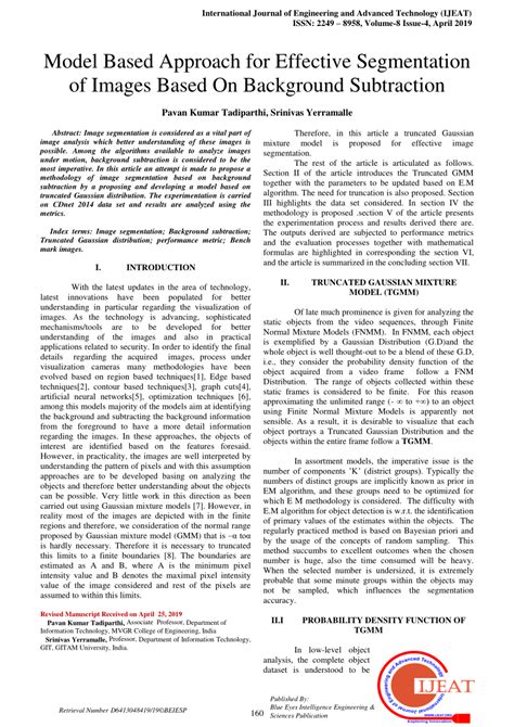PDF Model Based Approach For Effective Segmentation Of Images Based On Background Subtraction