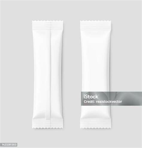 ブランクスティックモックアップセット正面図と背面図 テンプレートのベクターアート素材や画像を多数ご用意 テンプレート 包装 小袋
