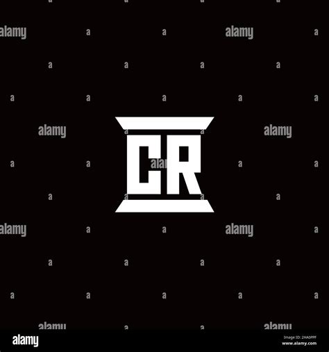 Cr Logo Initial Letter Monogram With Pillar Shape Design Template