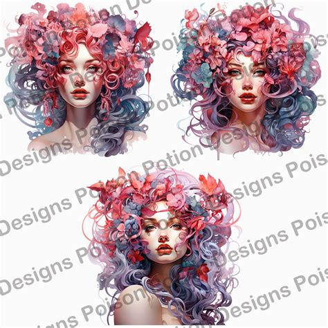 Pink Floral Goddess Clipart Fantasy Watercolor Png Clip Art Beautiful