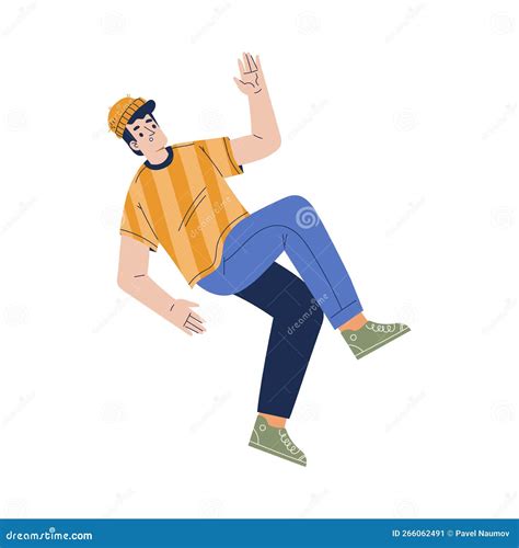Man Character Falling Down After Slip On The Ground Vector Illustration Stock Vector