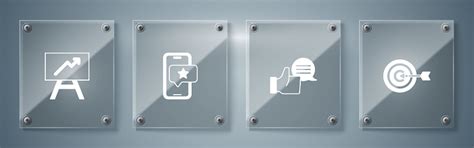 타겟 고객 제품 평가 리뷰가있는 모바일 및 보드 그래프 차트를 설정합니다 정사각형 유리 패널 벡터 5에 대한 스톡 벡터 아트 및 기타 이미지 Istock