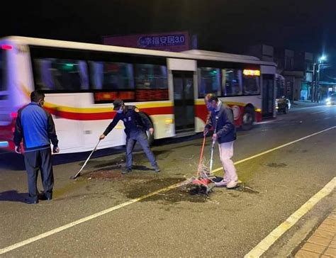 油漬汙染路面影響安全 警民合作清潔排除