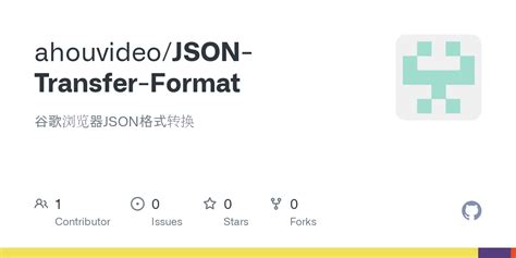 Github Ahouvideojson Transfer Format 谷歌浏览器json格式转换