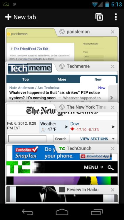 Samsung Galaxy Tab 2 7 Bring Out Stack View In Chrome For Android