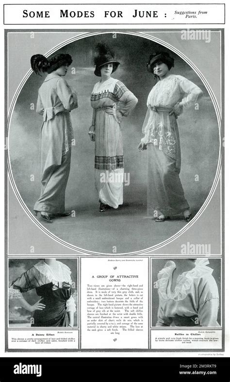 Women Models Wearing Attractive Early Summer Clothing Date 1913 Stock