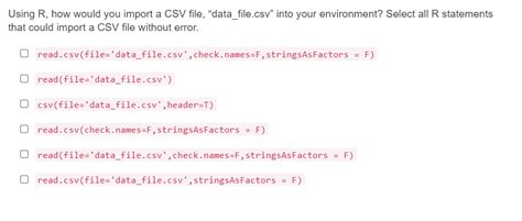 Solved Using R How Would You Import A Csv File Chegg
