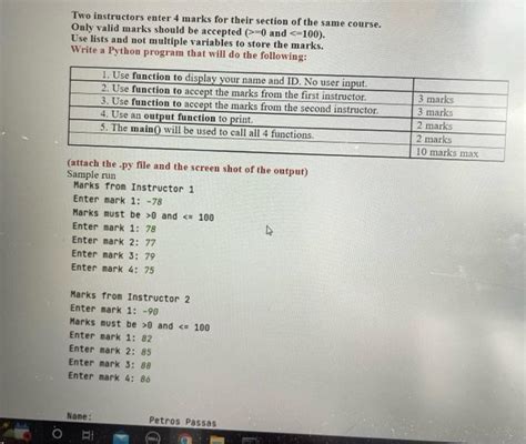 solved two instructors enter 4 marks for their section of