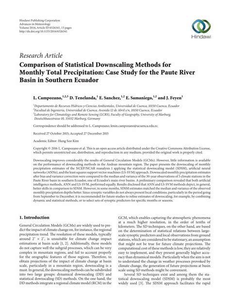 pdf research article comparison of statistical downscaling