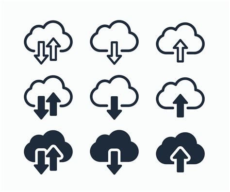 cloud download and upload icon set cloud service symbol vector