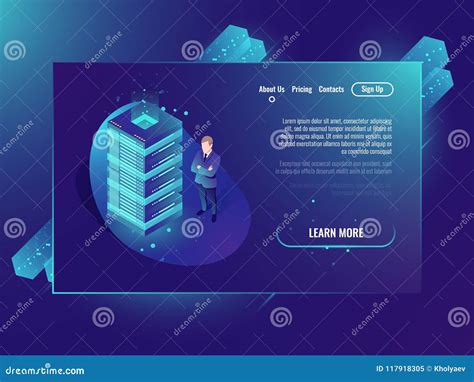 Cloud Storage Isometric Vector Concept Data Center And Database Server Room Rack System