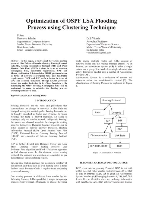 PDF Optimization Of OSPF LSA Flooding Process Using Clustering Technique