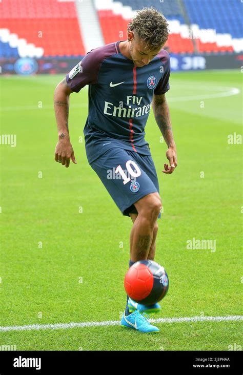 Neymar Signing As New Player From FC Barcelona To Paris Saint Germain With President Of PSG